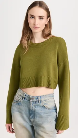 REFORMATION Paloma Cropped Cashmere Crew