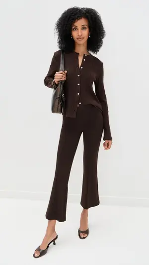 Donni. Rib Kick Flare Trousers - Espresso