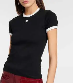 COURREGES Courrèges Logo Cotton Jersey T-shirt - Black
