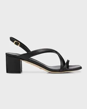 STUART WEITZMAN Oasis Maui Leather Slingback Sandals - Black