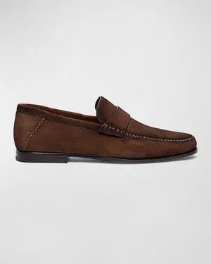 Santoni Men's Positano Suede Loafers - Brown