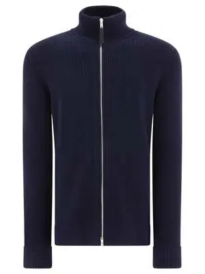 MAISON MARGIELA Knit Zip-up Cardigan With Leather Pull