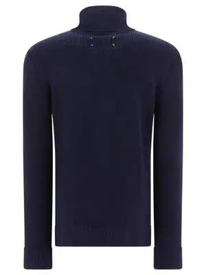 MAISON MARGIELA Knit Zip-up Cardigan With Leather Pull