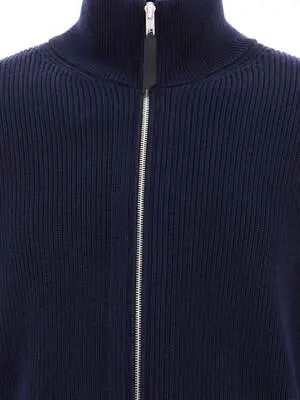 MAISON MARGIELA Knit Zip-up Cardigan With Leather Pull
