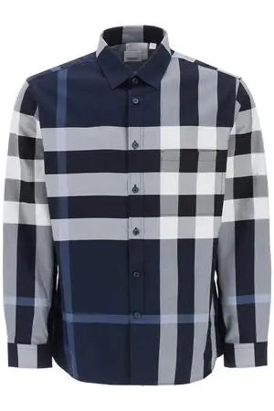 Burberry Check Shirt - White,blue