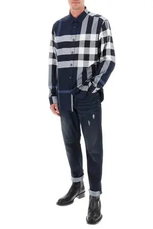 Burberry Check Shirt - White,blue