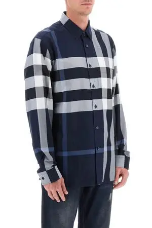 Burberry Check Shirt - White,blue
