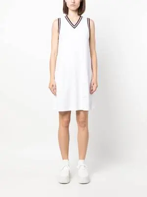 Thom Browne V-neck Sleeveless Dress - White