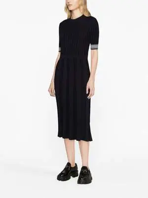 Thom Browne Cable Knit Cotton Midi Dress - Blue