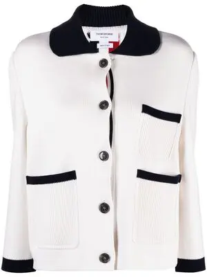 Thom Browne Colourblock-trims Knitted Cardigan