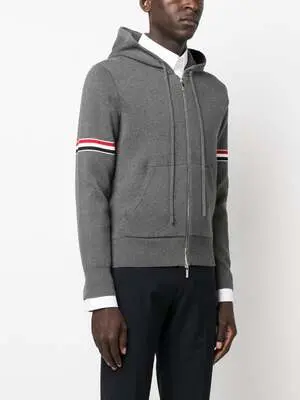 Thom Browne Striped Zip-up Hoodie - Grey