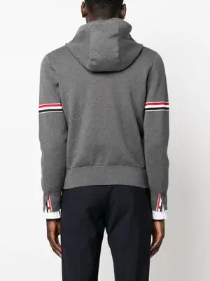 Thom Browne Striped Zip-up Hoodie - Grey