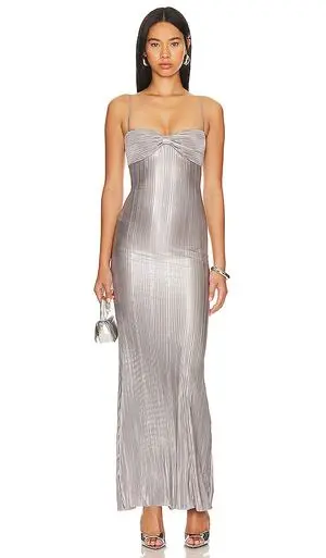 LOVERS AND FRIENDS Mya Gown In Metallic Silver