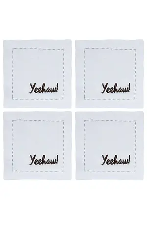 CHEFANIE Yeehaw Cocktail Napkins Set Of 4 In White - N,a
