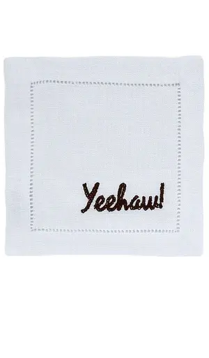 CHEFANIE Yeehaw Cocktail Napkins Set Of 4 In White