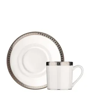 Christofle Malmaison Platinum Tea Cup And Saucer - Silver