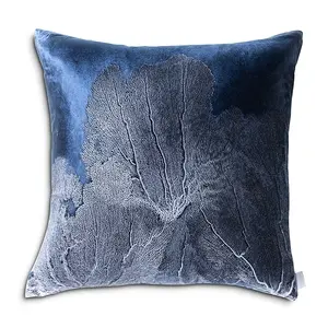 AVIVA STANOFF Navy Sea Fan Signature Velvet Collection Pillow, 20 X 20 - Blue