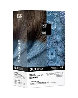 IGK Color Bright One Step Bleach & Color Kit - Deja Blue - Steel Blue