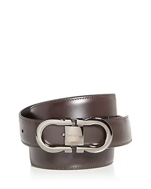 FERRAGAMO Salvatore Ferragamo Double Gancini Reversible Leather Belt Hickory