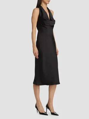 Norma Kamali Satin Cowlneck Midi-dress