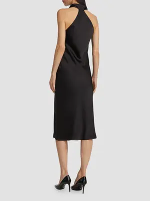 Norma Kamali Satin Cowlneck Midi-dress