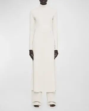 Joseph Metallic Mock-Neck Midi Sweater Dress - Ivory | Editorialist