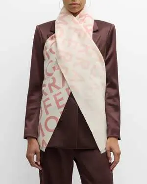 FERRAGAMO Wool-cashmere Logo Scarf Nylundpinkmascarp