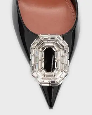 Amina Muaddi Camelia Ombre Patent Halter Pumps - Black