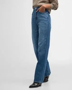 TRIARCHY Ms. High-rise Straight-leg Jeans - Mdblue