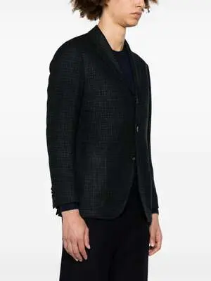 SARTORIO NAPOLI Plaid-check Wool Blend Blazer - Black