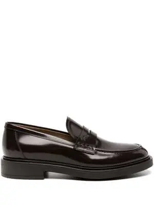 GIANVITO ROSSI Harris Debossed-logo Leather Loafers - Brown
