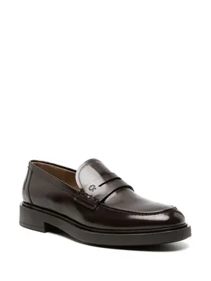 GIANVITO ROSSI Harris Debossed-logo Leather Loafers - Brown