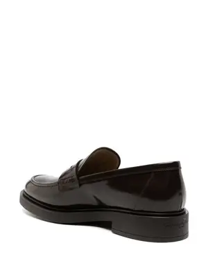 GIANVITO ROSSI Harris Debossed-logo Leather Loafers - Brown