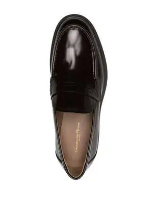 GIANVITO ROSSI Harris Debossed-logo Leather Loafers - Brown