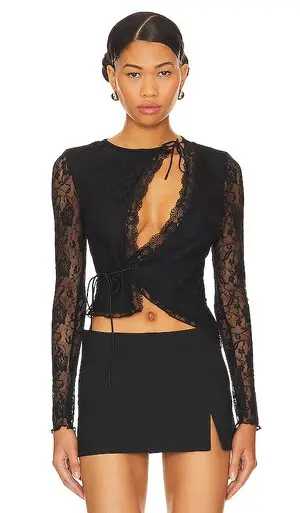 Superdown Anahi Wrap Lace Top