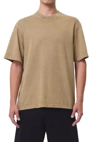 AGOLDE Asha Oversize Mock Neck T-shirt Wheat