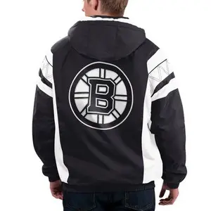 STARTER X Nhl Ice /white Boston Bruins Home Team Half-zip Pullover Hoodie