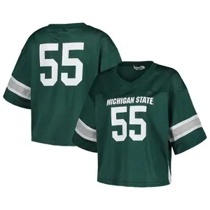 ESTABLISHED & CO. 55 Michigan State Spartans Fashion Boxy Cropped Football Jersey - Green