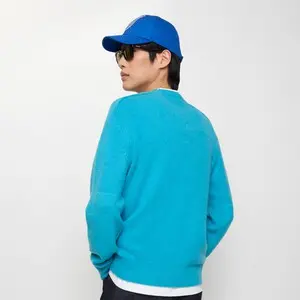Burberry Cashmere Crew Neck Sweater With Equestrian Knight Design - Atom Blue