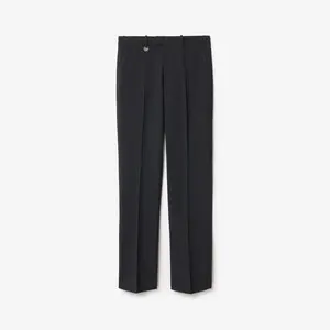 Burberry Wool Blend Tailored Trousers - Midnight Grey Melange