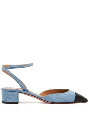 AQUAZZURA Square-toe Denim Pumps