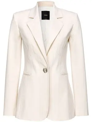 Pinko Single-breasted Cotton Blazer - White