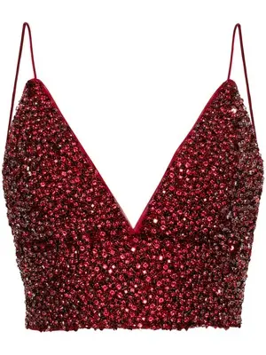 Alice + Olivia Carli Crystal-embellished Top - Red