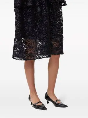 GANNI Eyelet Detail Kitten Heel Pumps - Black