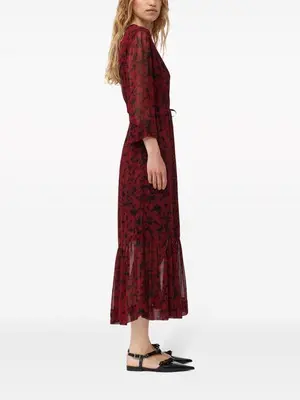 GANNI Botanical-print Wrap Midi Dress