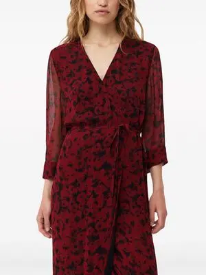 GANNI Botanical-print Wrap Midi Dress