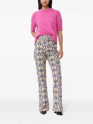 GANNI Graphic-print Straight-leg Jeans