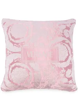 Versace Barocco Silk-linen Cushion - Pink