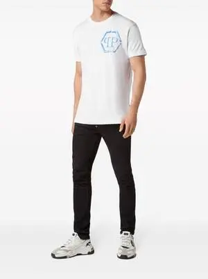 Philipp Plein Ss Hexagon-print Cotton T-shirt - White