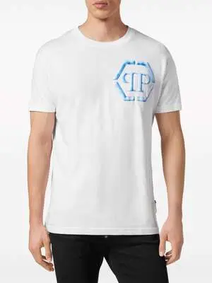 Philipp Plein Ss Hexagon-print Cotton T-shirt - White